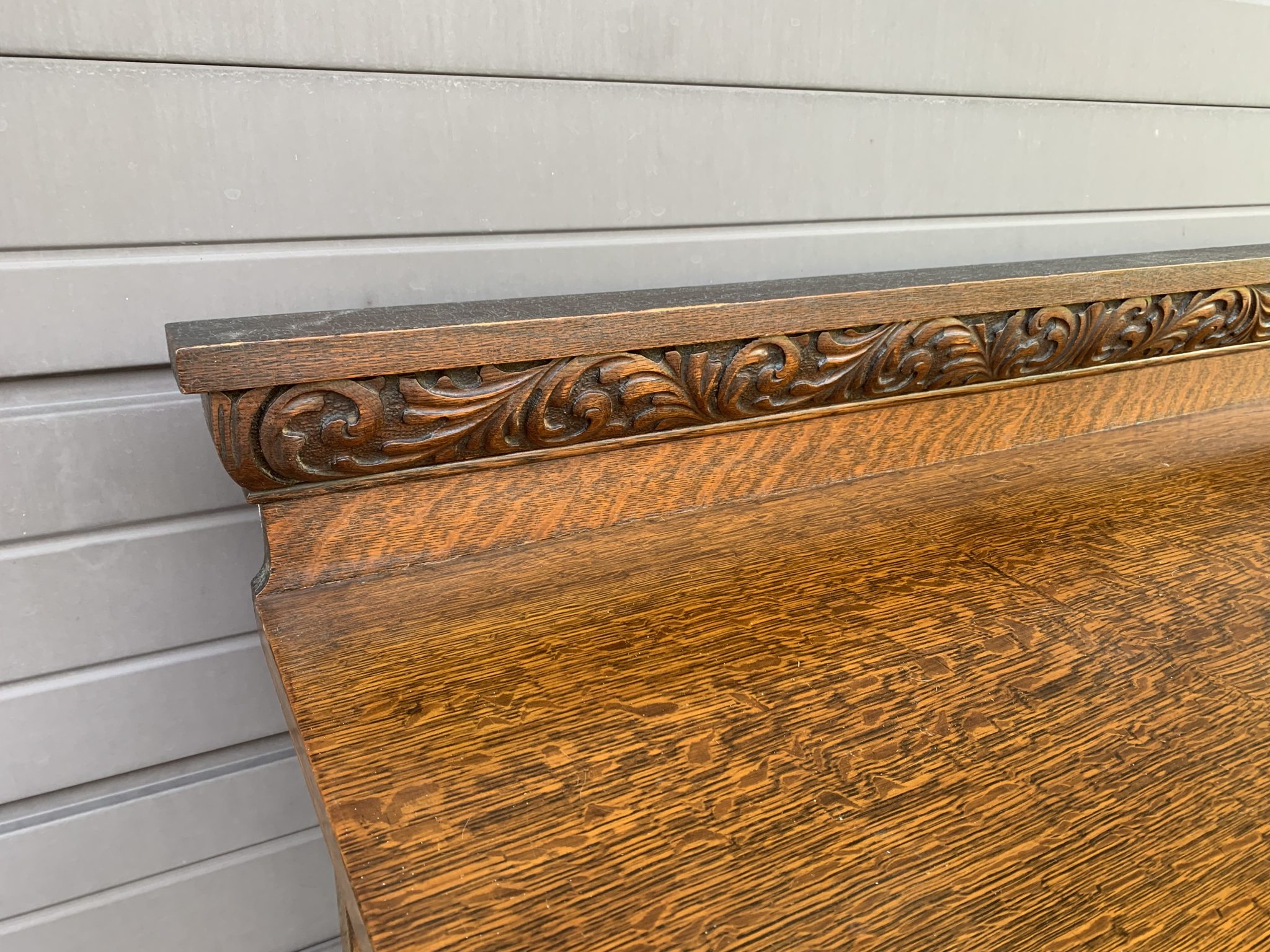 Oak Server with Carved Lion Heads - Doug Schmitt Antiques