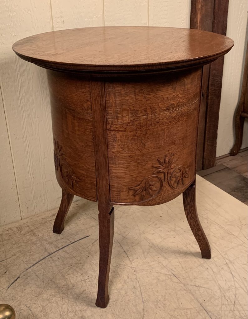 Round Oak Lamp Table with round sides - Doug Schmitt Antiques