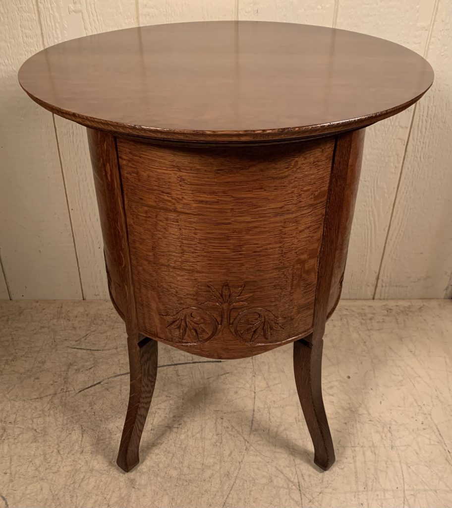 Round Oak Lamp Table with round sides - Doug Schmitt Antiques