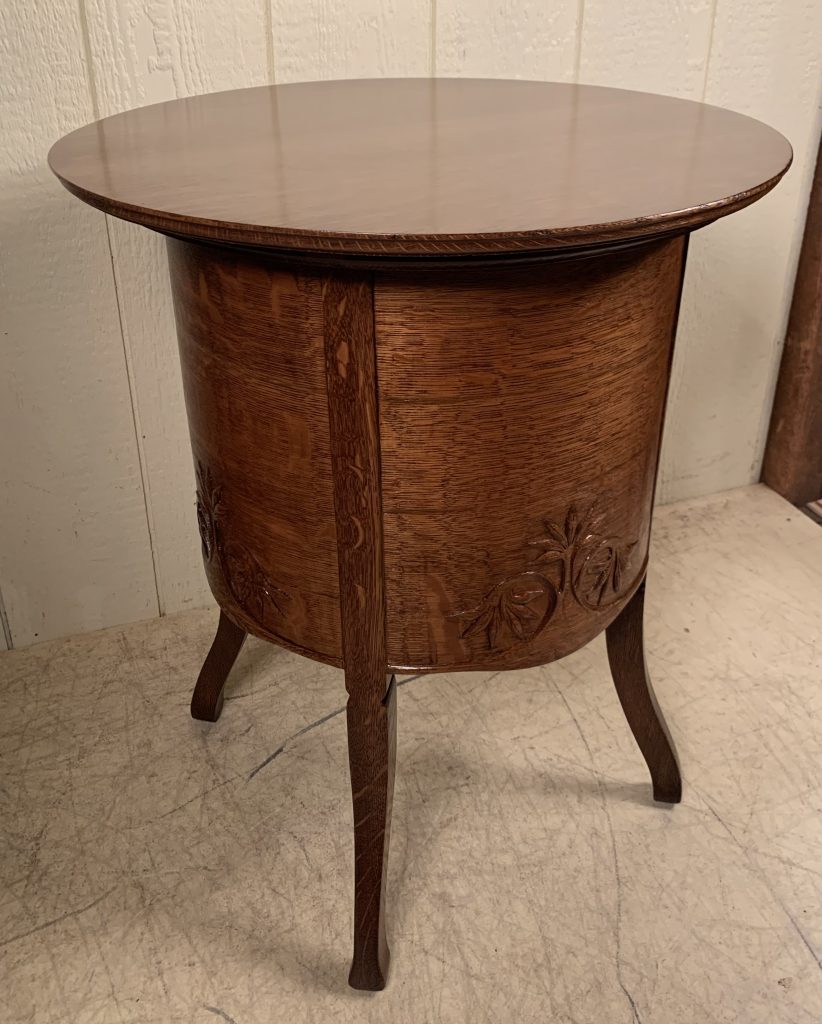 Round Oak Lamp Table with round sides - Doug Schmitt Antiques