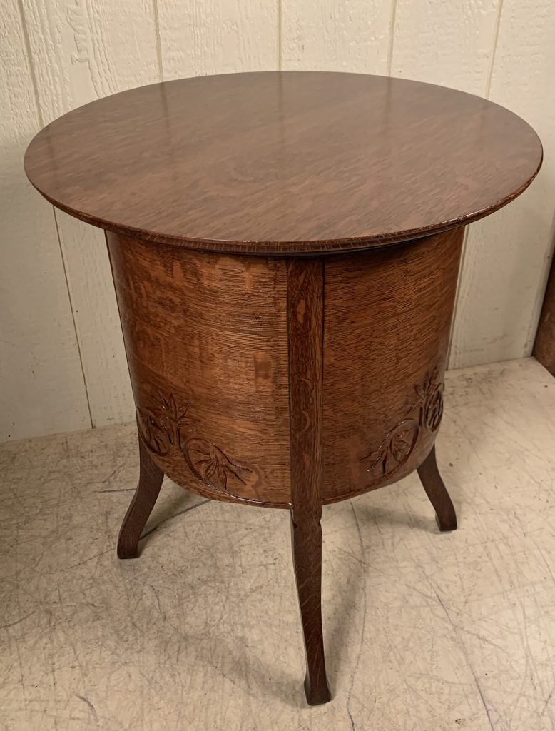 Round Oak Lamp Table with round sides - Doug Schmitt Antiques