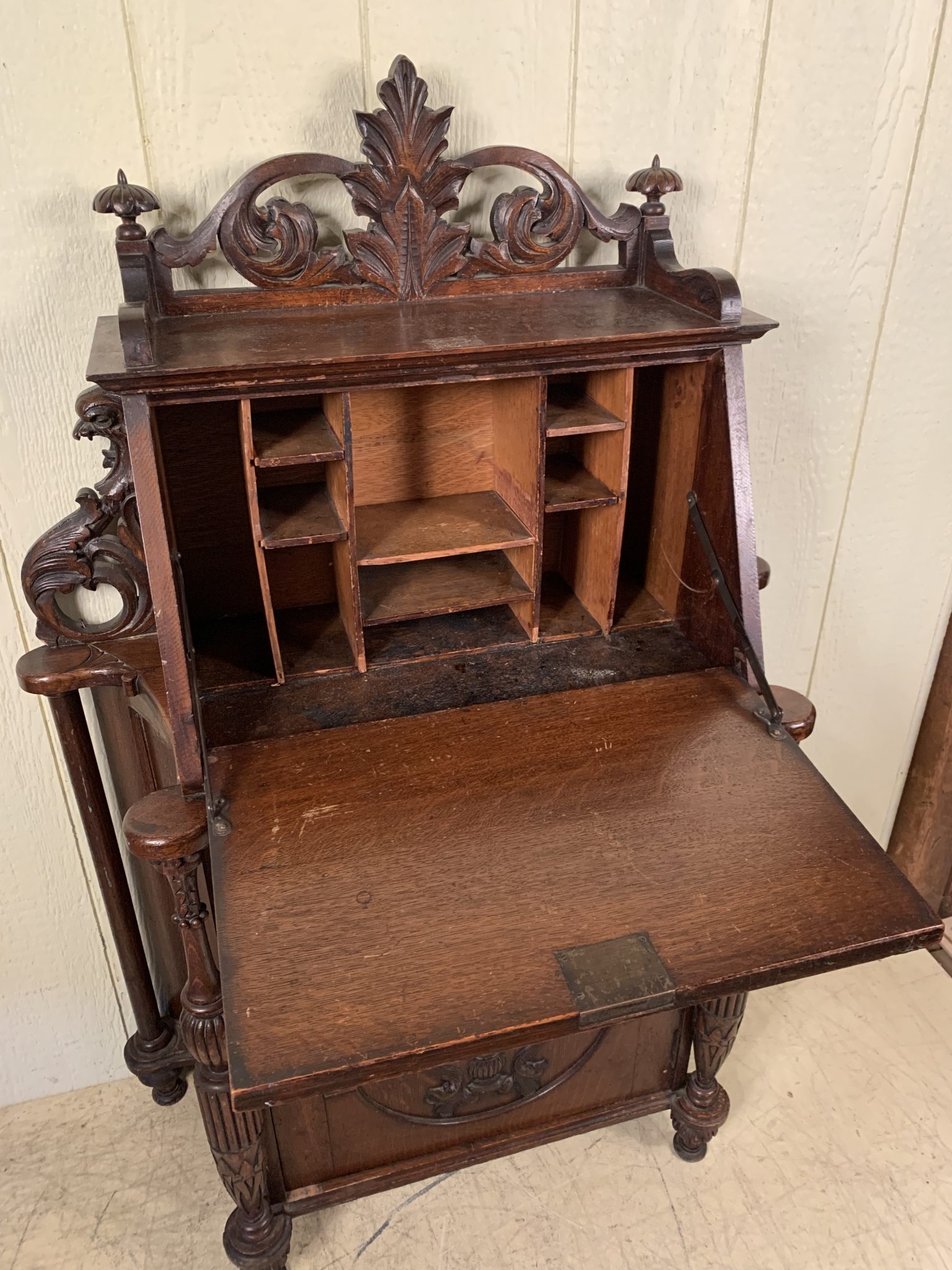 Victorian Oak Drop Front Desk - Doug Schmitt Antiques