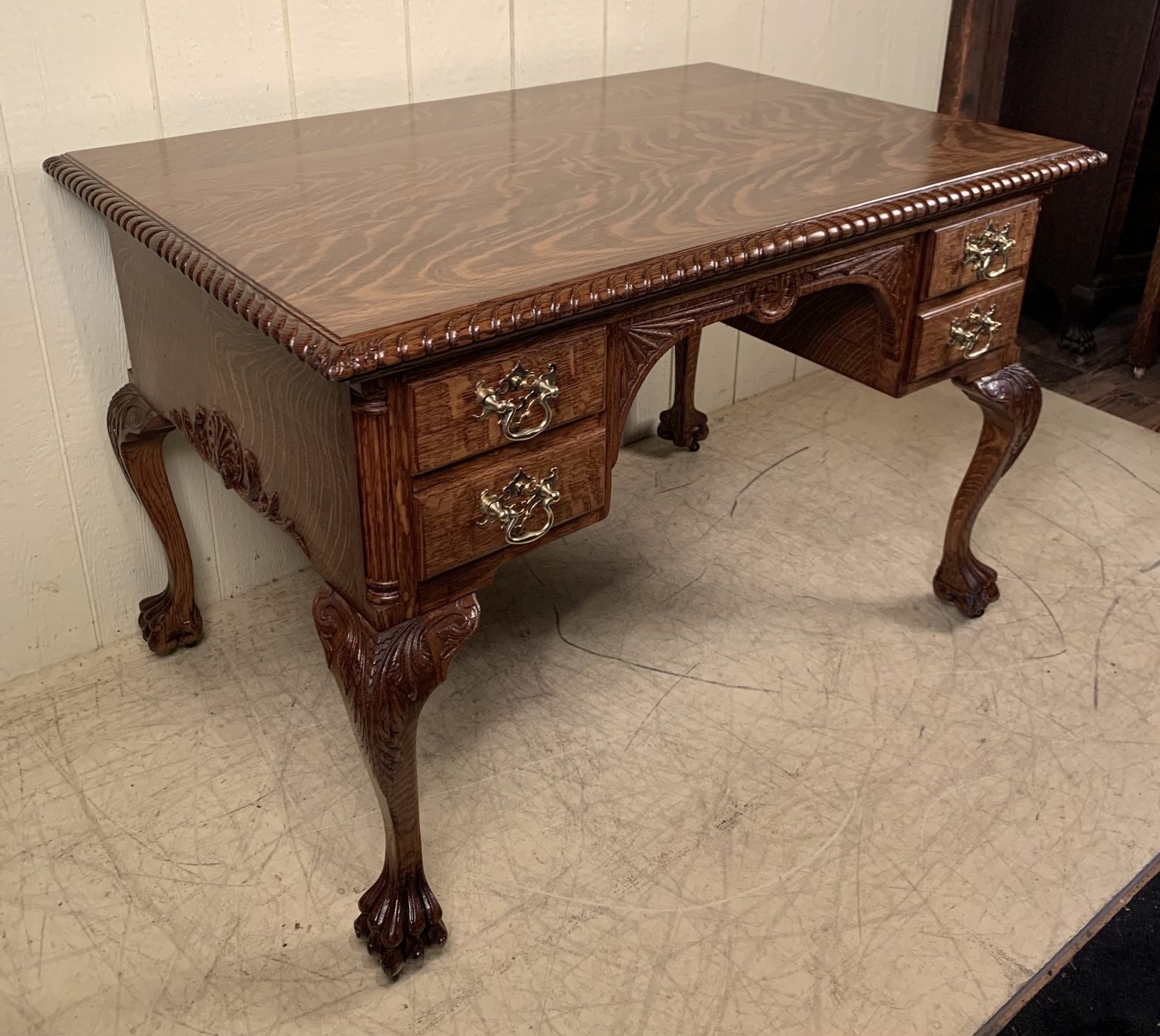 Oak Centennial Chippendale Writing Desk - Doug Schmitt Antiques