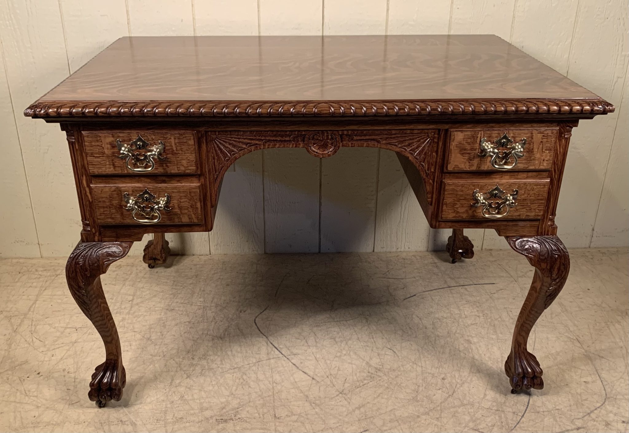 Oak Centennial Chippendale Writing Desk - Doug Schmitt Antiques