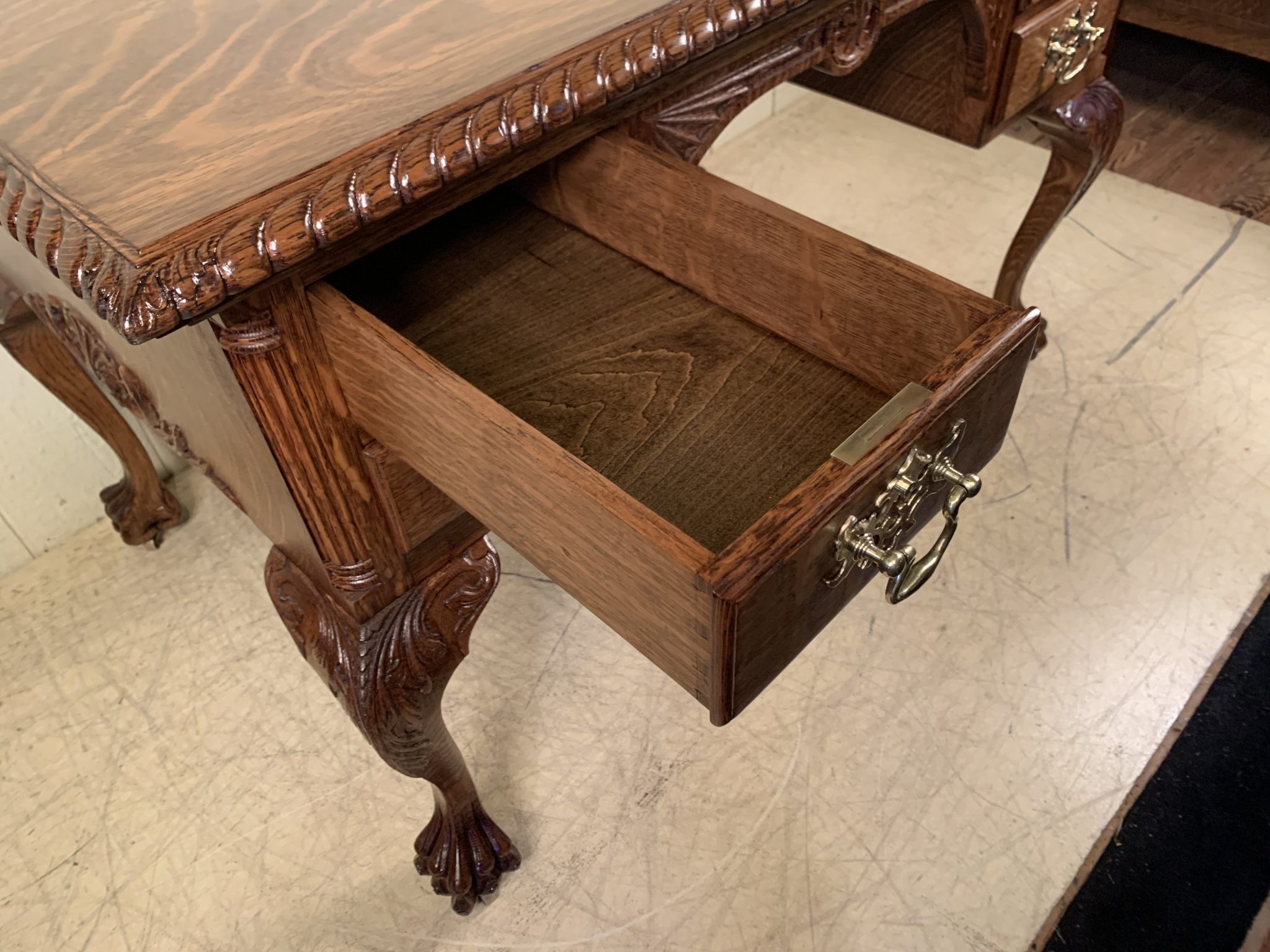 Oak Centennial Chippendale Writing Desk - Doug Schmitt Antiques