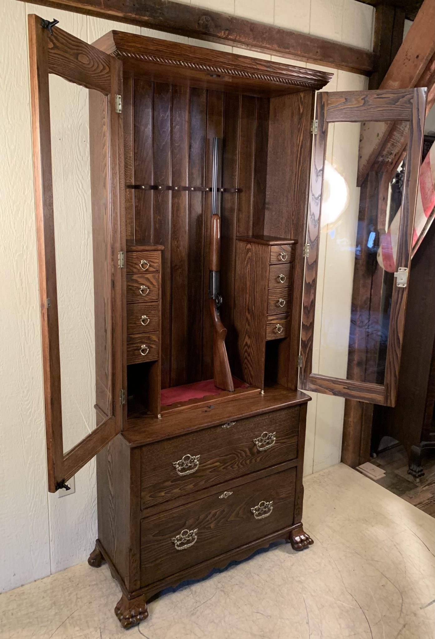 Custom-Made Antique Chestnut Gun Cabinet - Doug Schmitt Antiques