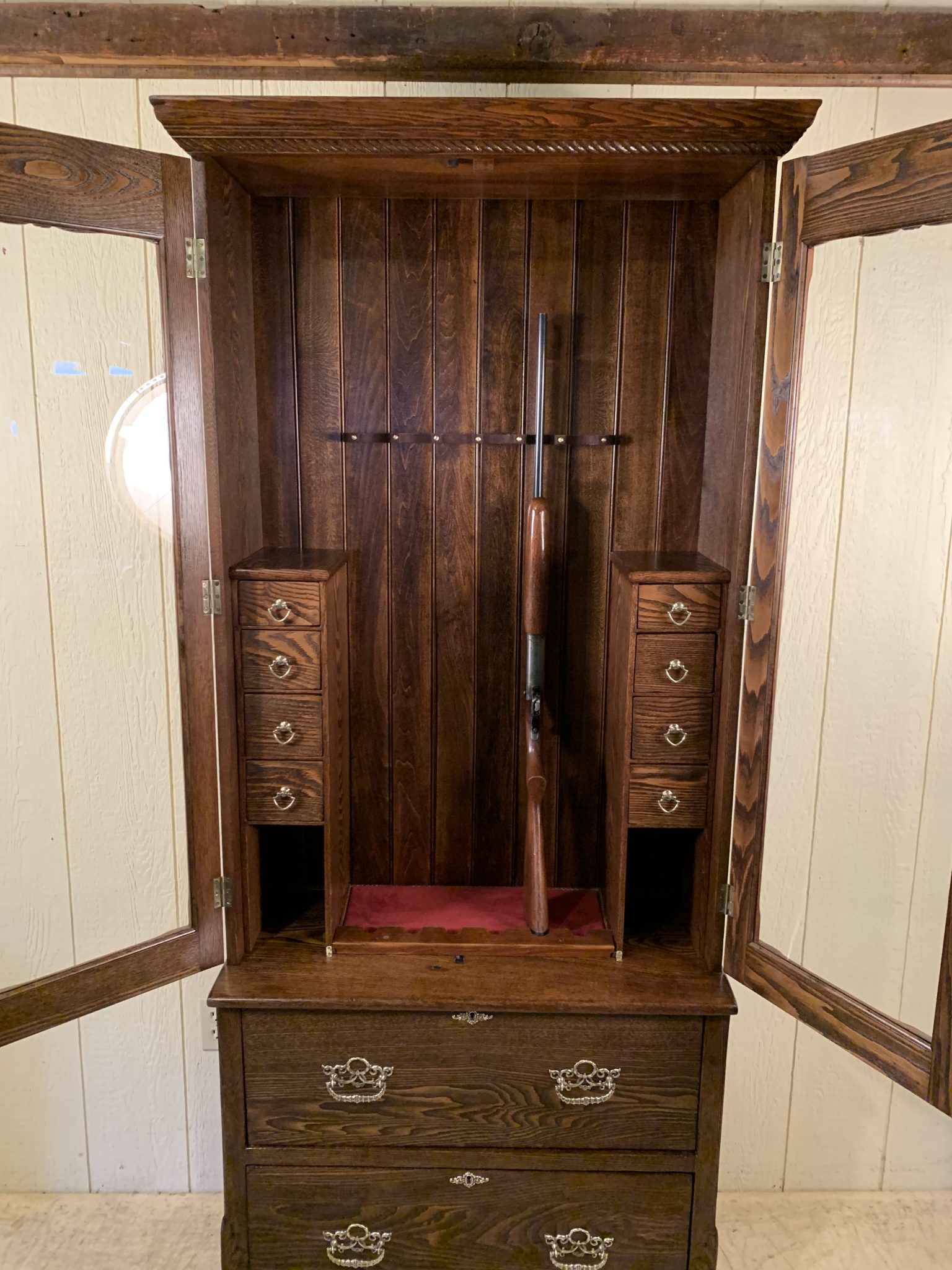Custom-Made Antique Chestnut Gun Cabinet - Doug Schmitt Antiques