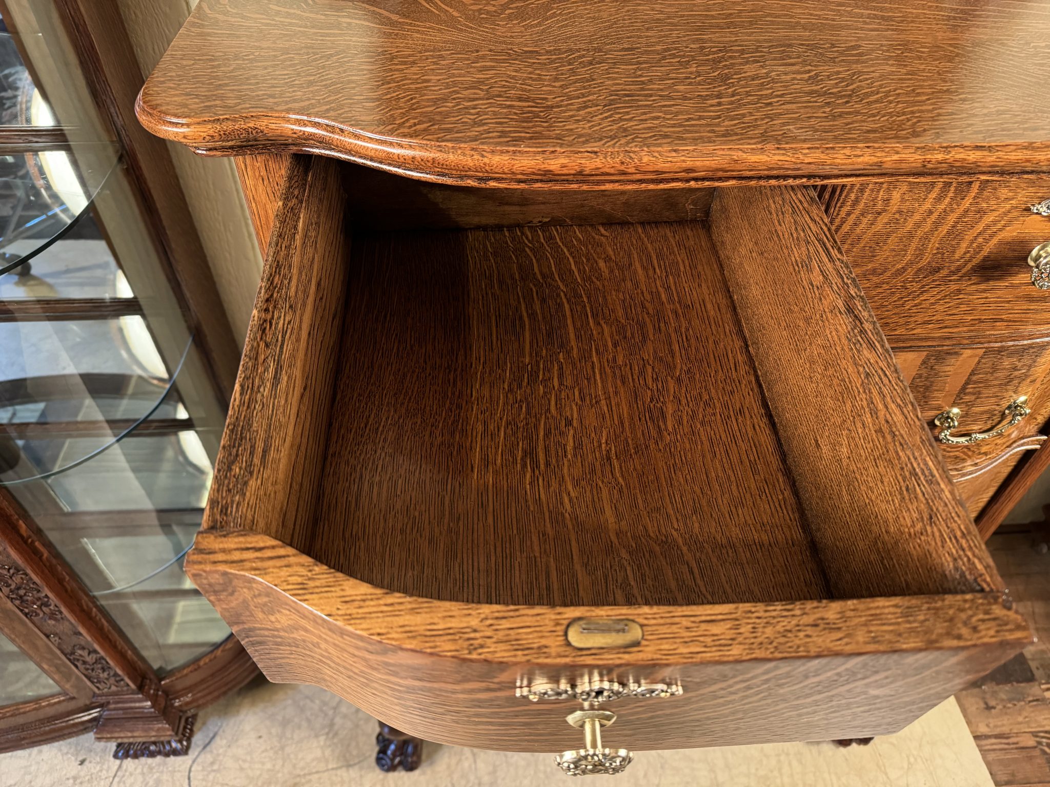 Oak Claw foot Chest of Drawers with mirror - Doug Schmitt Antiques