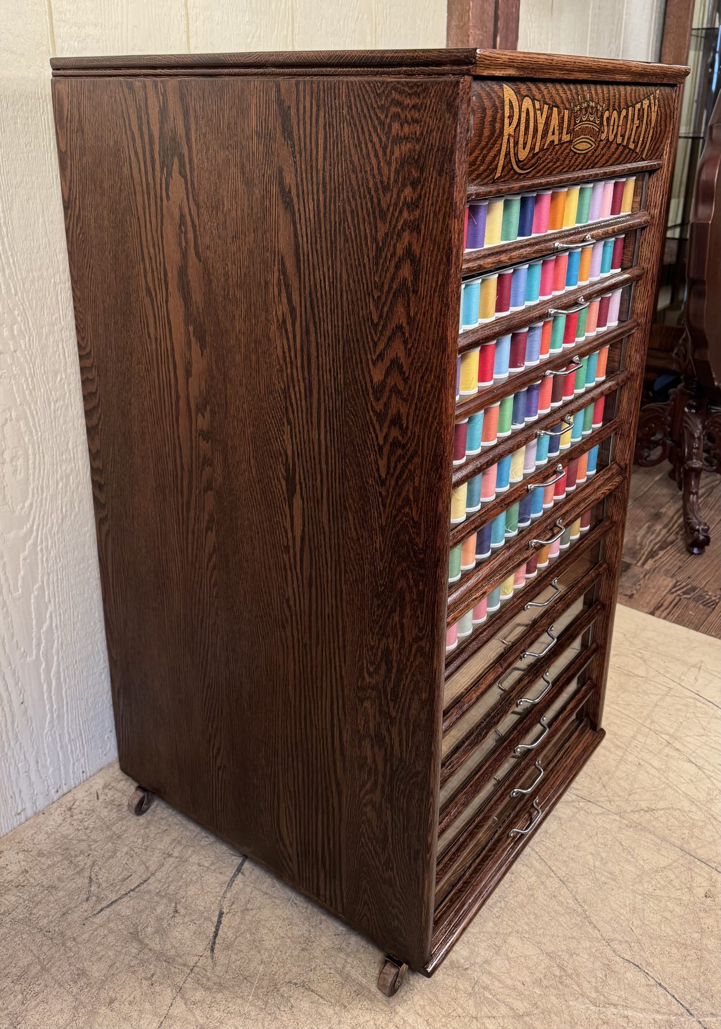 Royal Society Oak Spool Cabinet with glass front drawers - Doug Schmitt ...