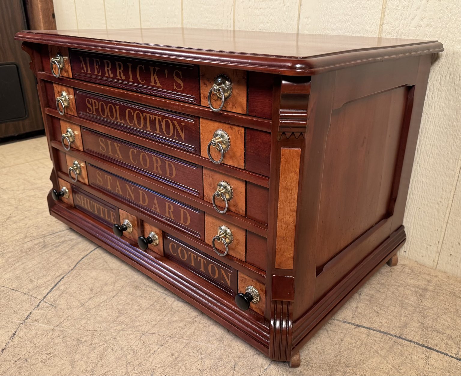 Merrick's Spool Cotton Cherry Spool Cabinet - Doug Schmitt Antiques