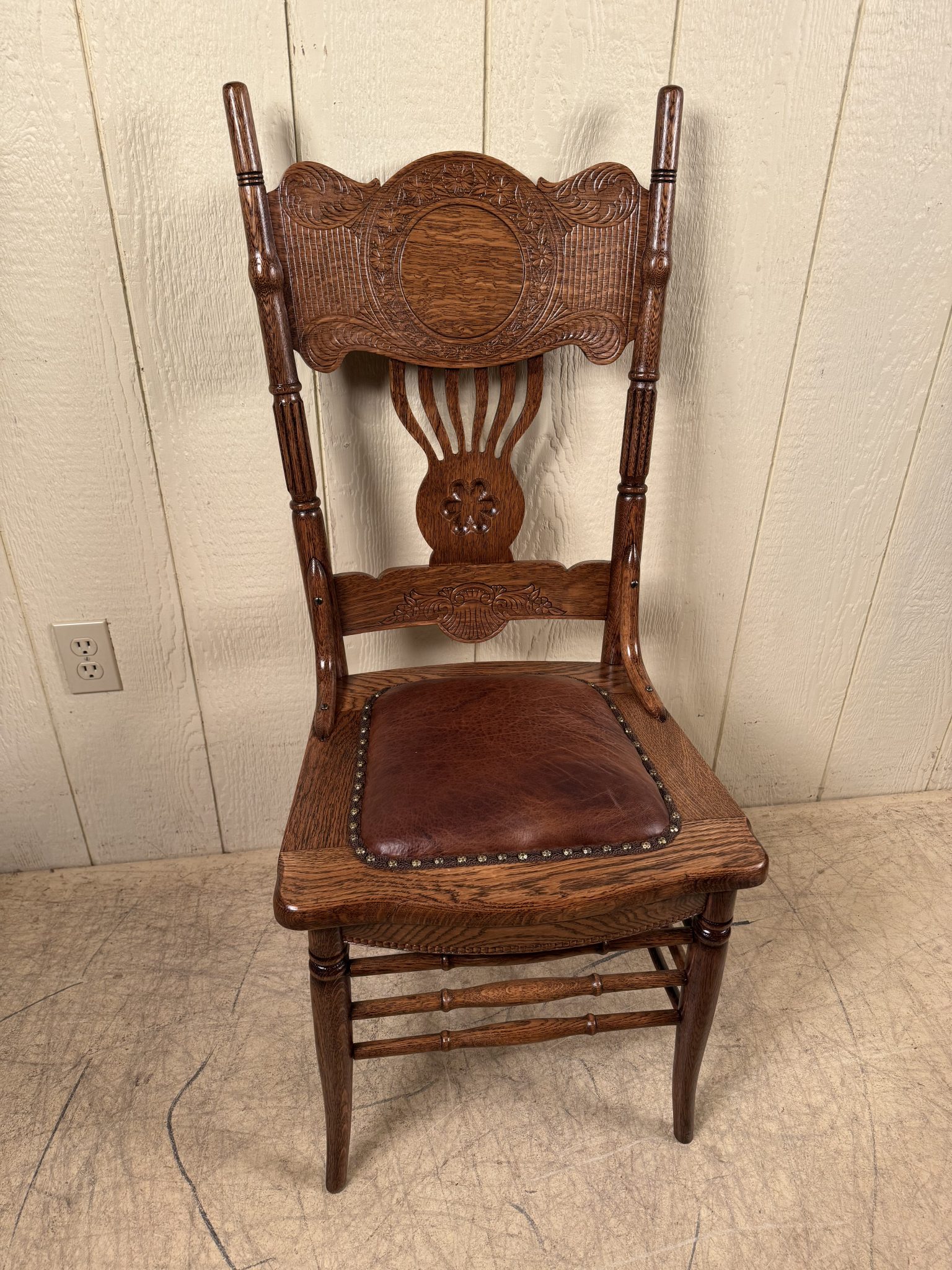 Set of 8 Oak Press Back Chairs - Doug Schmitt Antiques