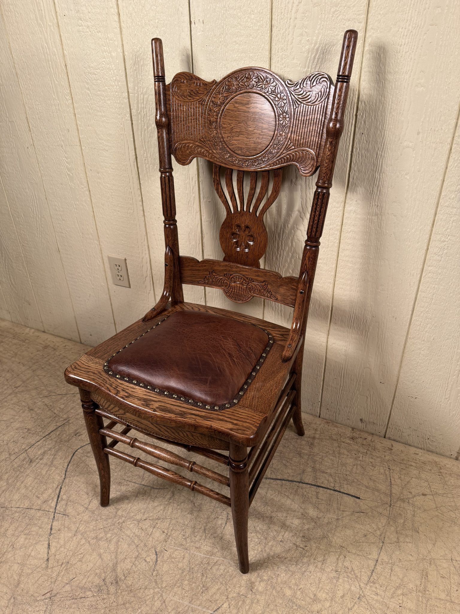 Set of 8 Oak Press Back Chairs - Doug Schmitt Antiques