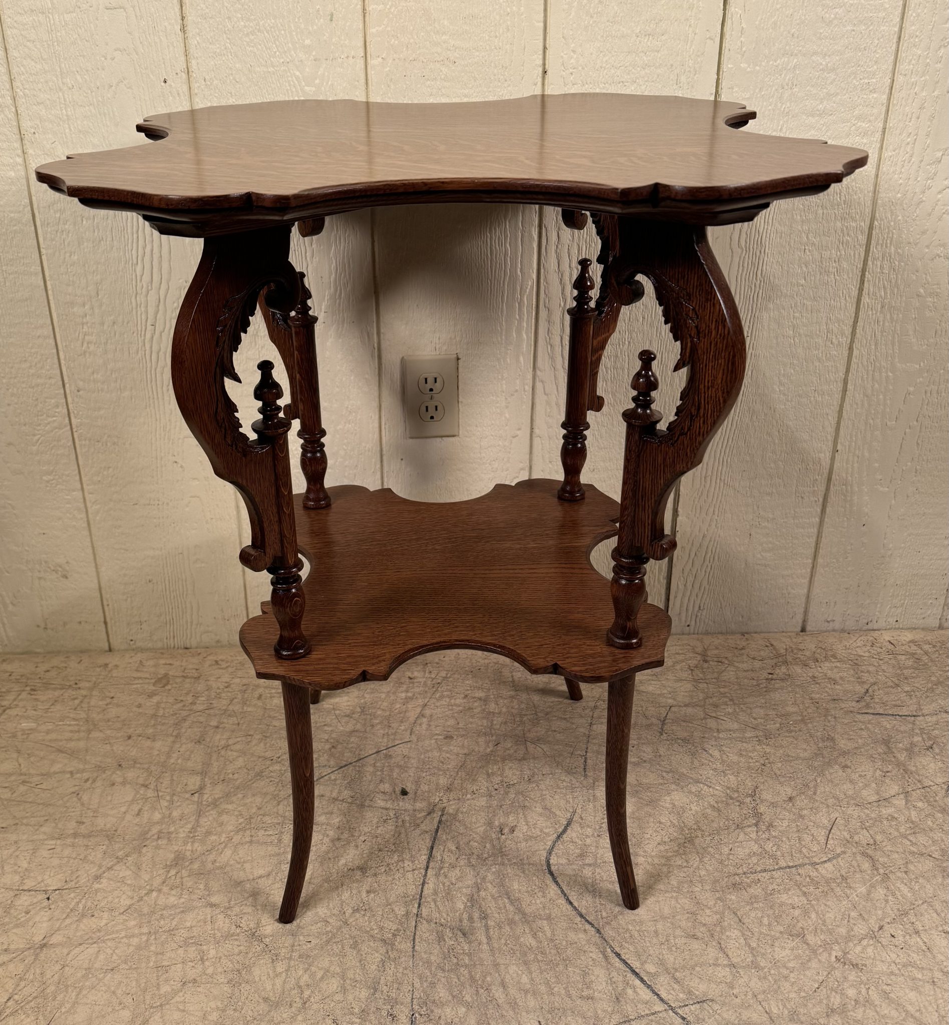 Oak Shaped Top Lamp Table - Doug Schmitt Antiques