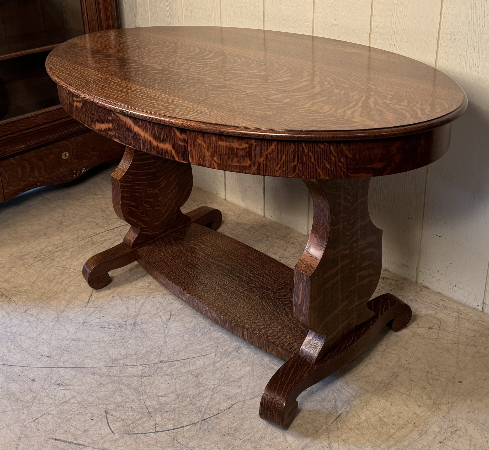 Oval Oak Library Table - Doug Schmitt Antiques