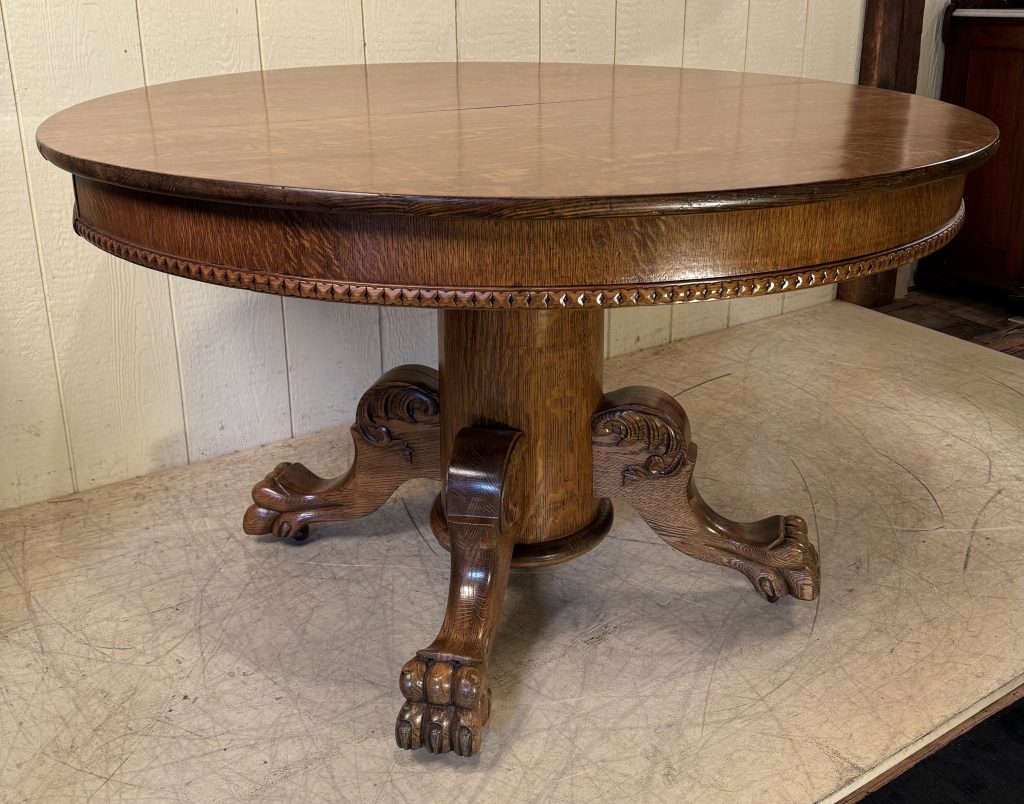 48" Round Oak Claw Foot Dining Table - Doug Schmitt Antiques