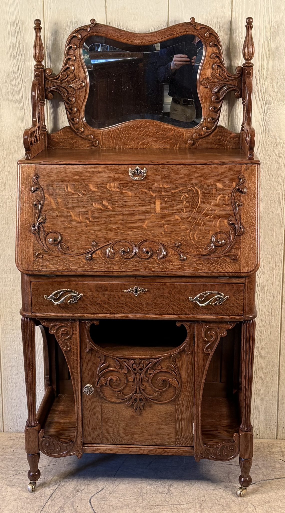 Exceptional Oak Drop Front Desk - Doug Schmitt Antiques