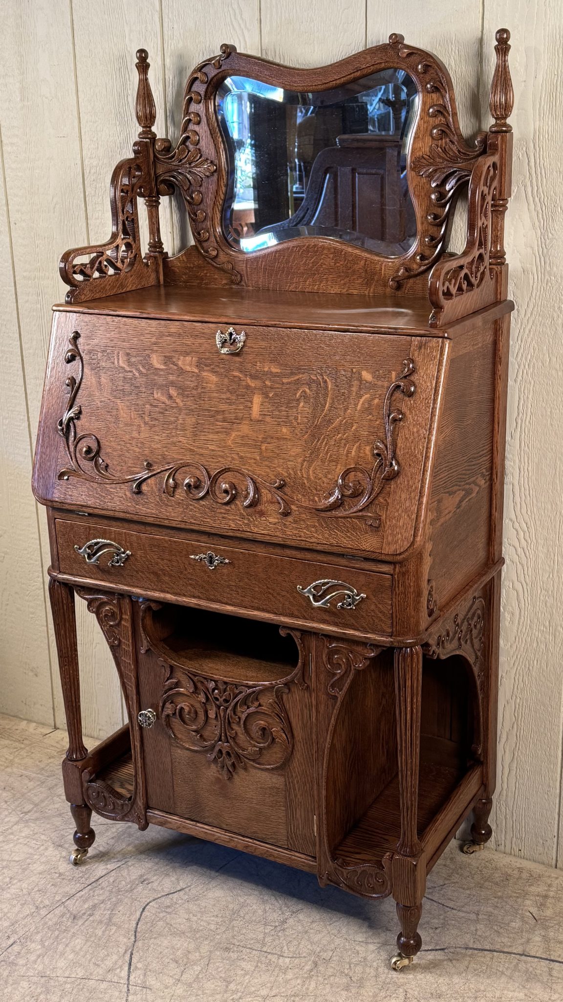 Exceptional Oak Drop Front Desk - Doug Schmitt Antiques