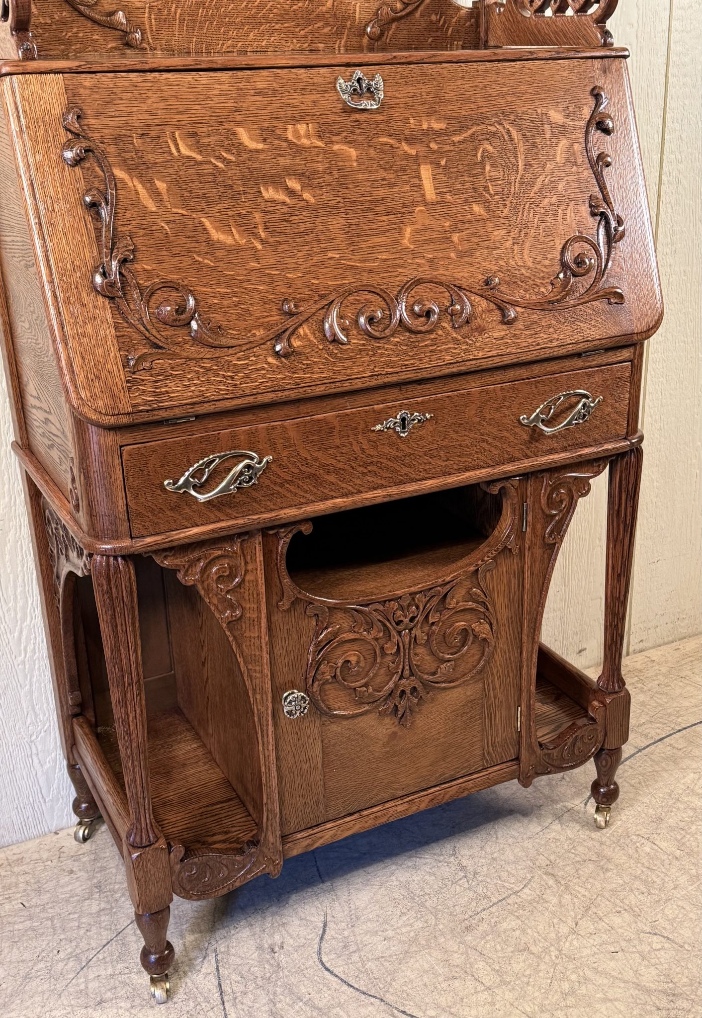Exceptional Oak Drop Front Desk - Doug Schmitt Antiques