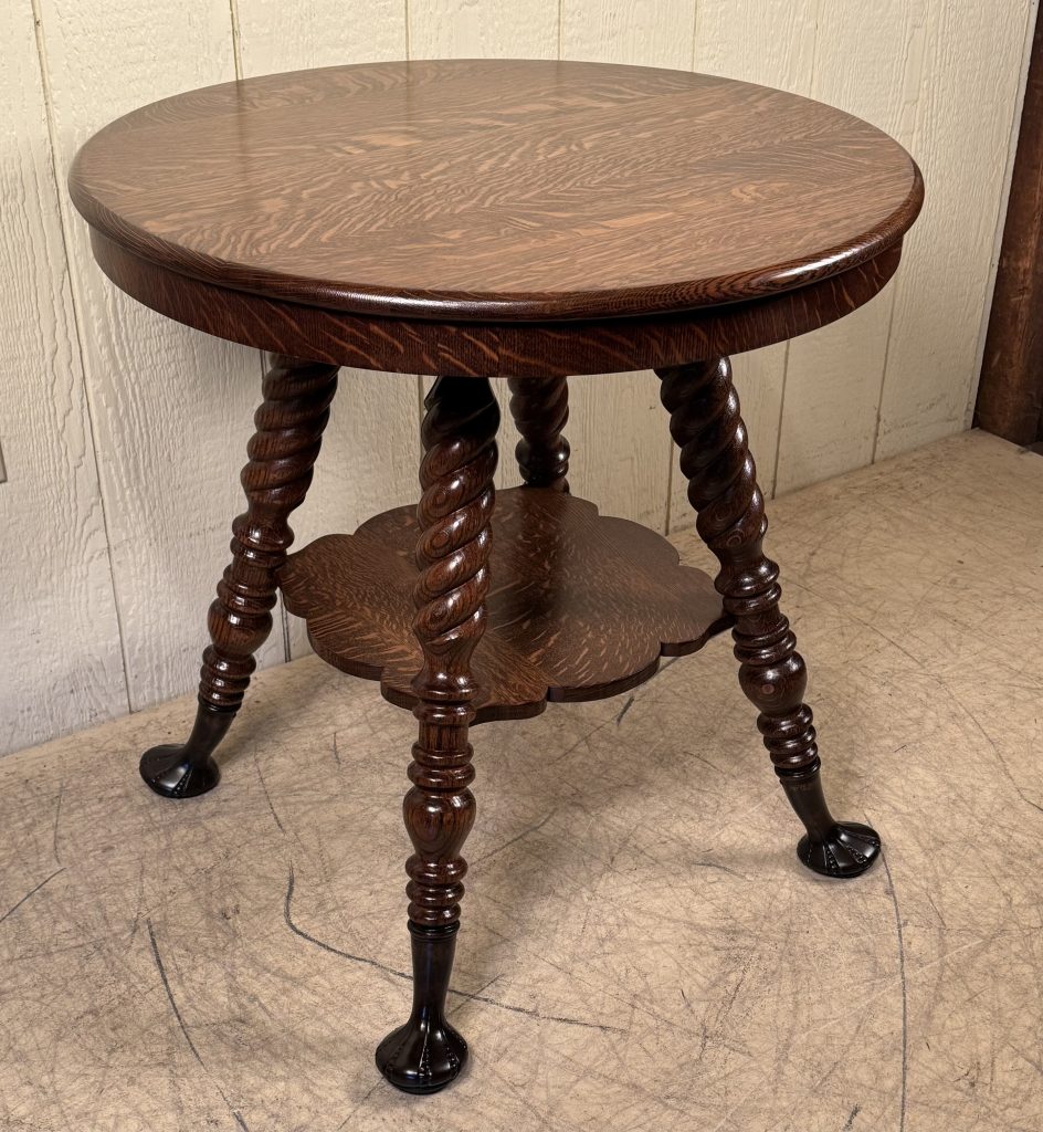 Great Round Oak Lamp Table with cast spoon shaped feet - Doug Schmitt ...