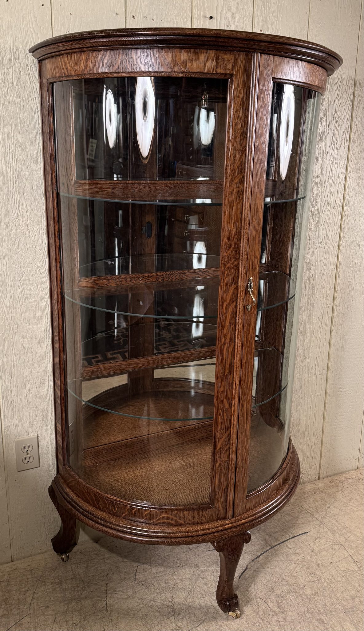 Unusual Half Round Oak Curio Cabinet - Doug Schmitt Antiques
