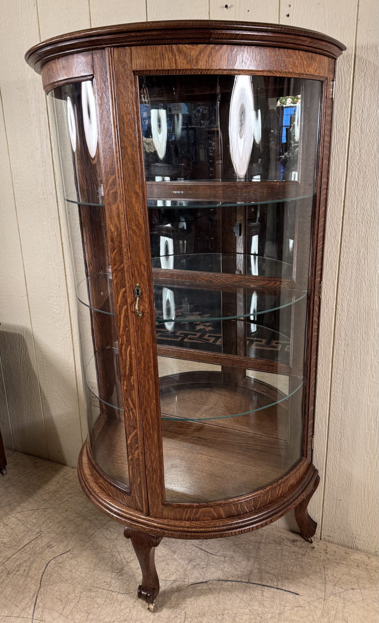 Unusual Half Round Oak Curio Cabinet - Doug Schmitt Antiques